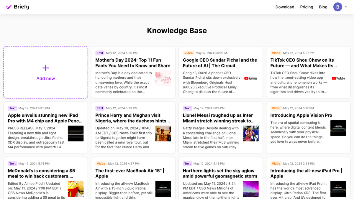 📣 Briefy 2.0.0: Knowledge Base, summary sharing, and more!